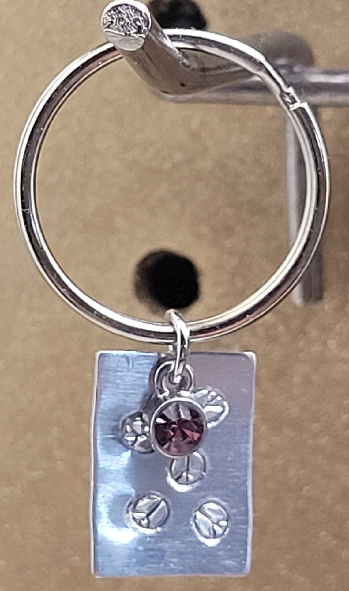 Hand-stamped Keychain peace Sign/pink Bling Charm - Etsy