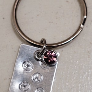 Hand-stamped Keychain peace Sign/pink Bling Charm - Etsy
