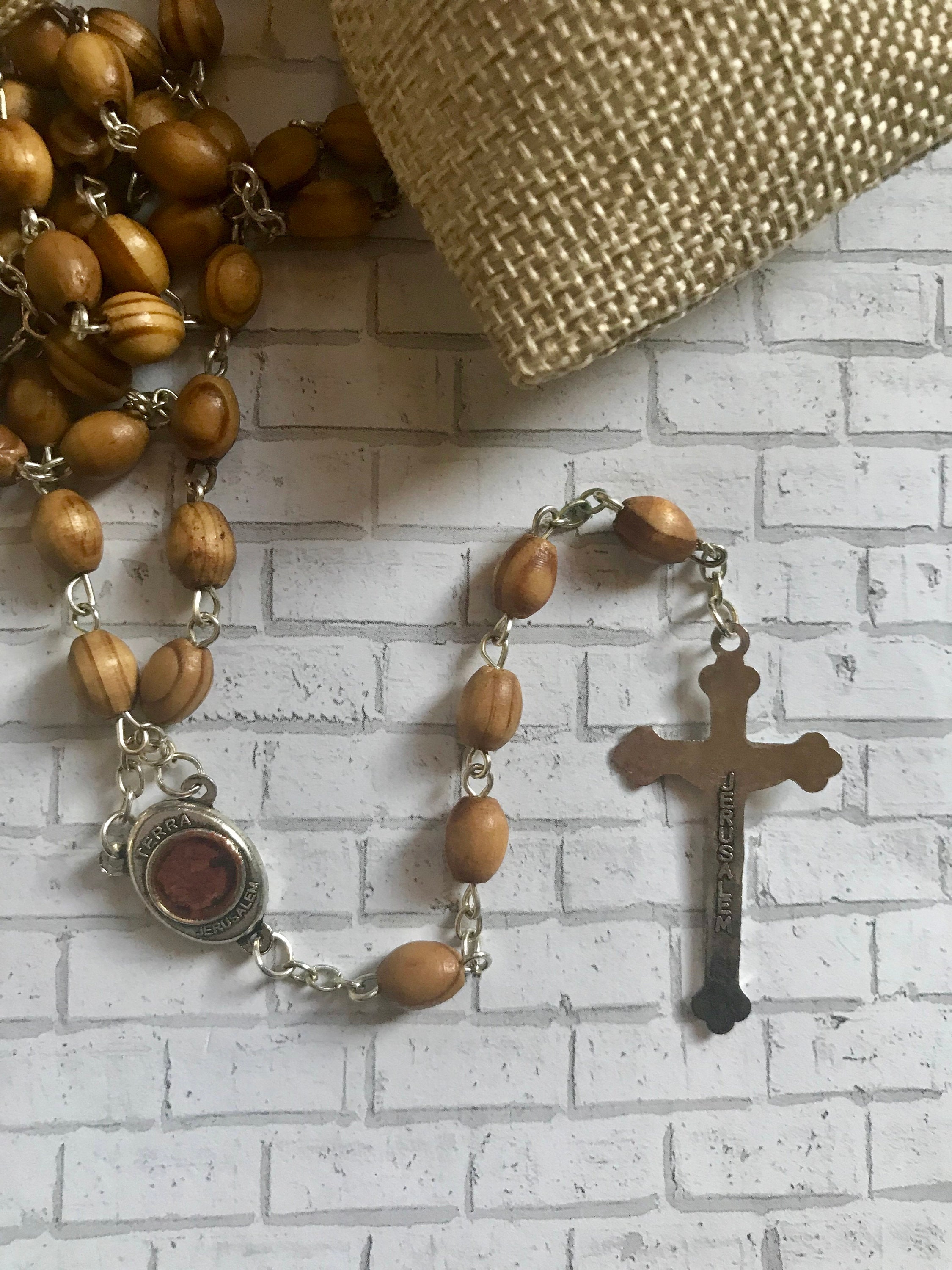 Olive Wood Catholic Rosary Beads - Wooden Rosary Beads - Jerusalem ...