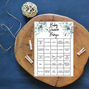 Blue Floral Baby Shower Bingo Cards / Watercolor Blue Floral Baby ...