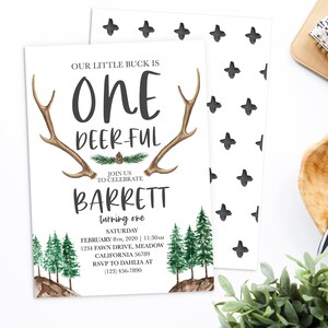One-deer-ful First Birthday Invitation / Deer Boy Birthday | Etsy