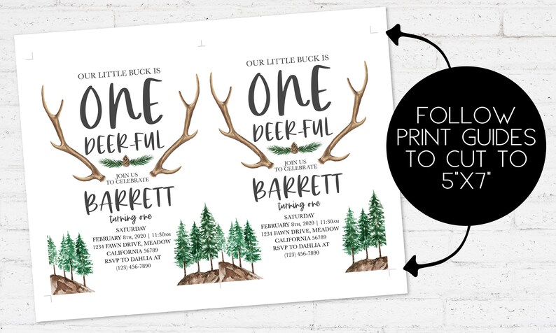 One-deer-ful First Birthday Invitation / Deer Boy Birthday | Etsy