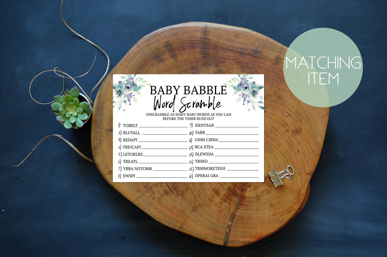 Blue Floral Baby Shower Bingo Cards / Watercolor Blue Floral - Etsy