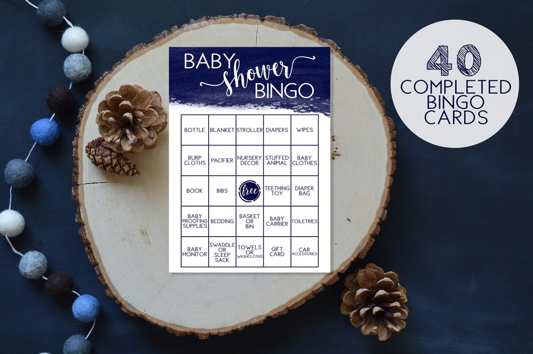 Blue Watercolor Baby Shower Bingo Cards / Baby Shower Bingo Cards ...