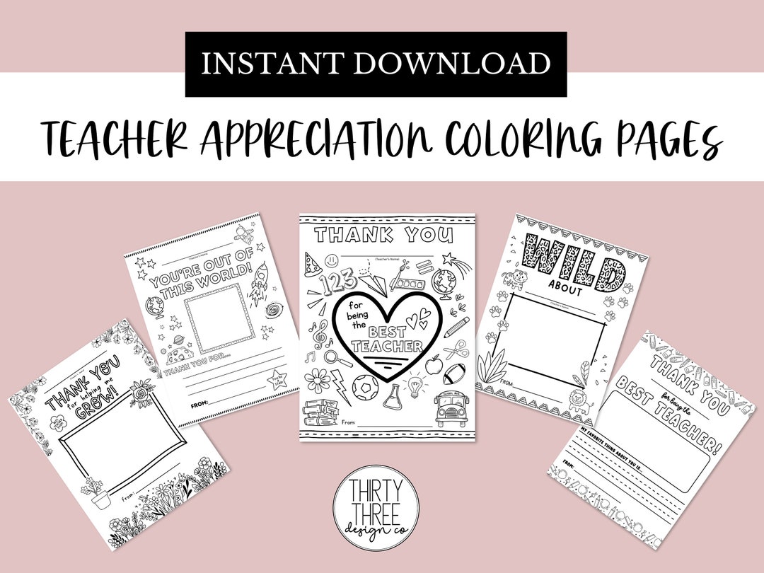 Teacher Appreciation Coloring Pages: Thank You Gift (digital Download ...
