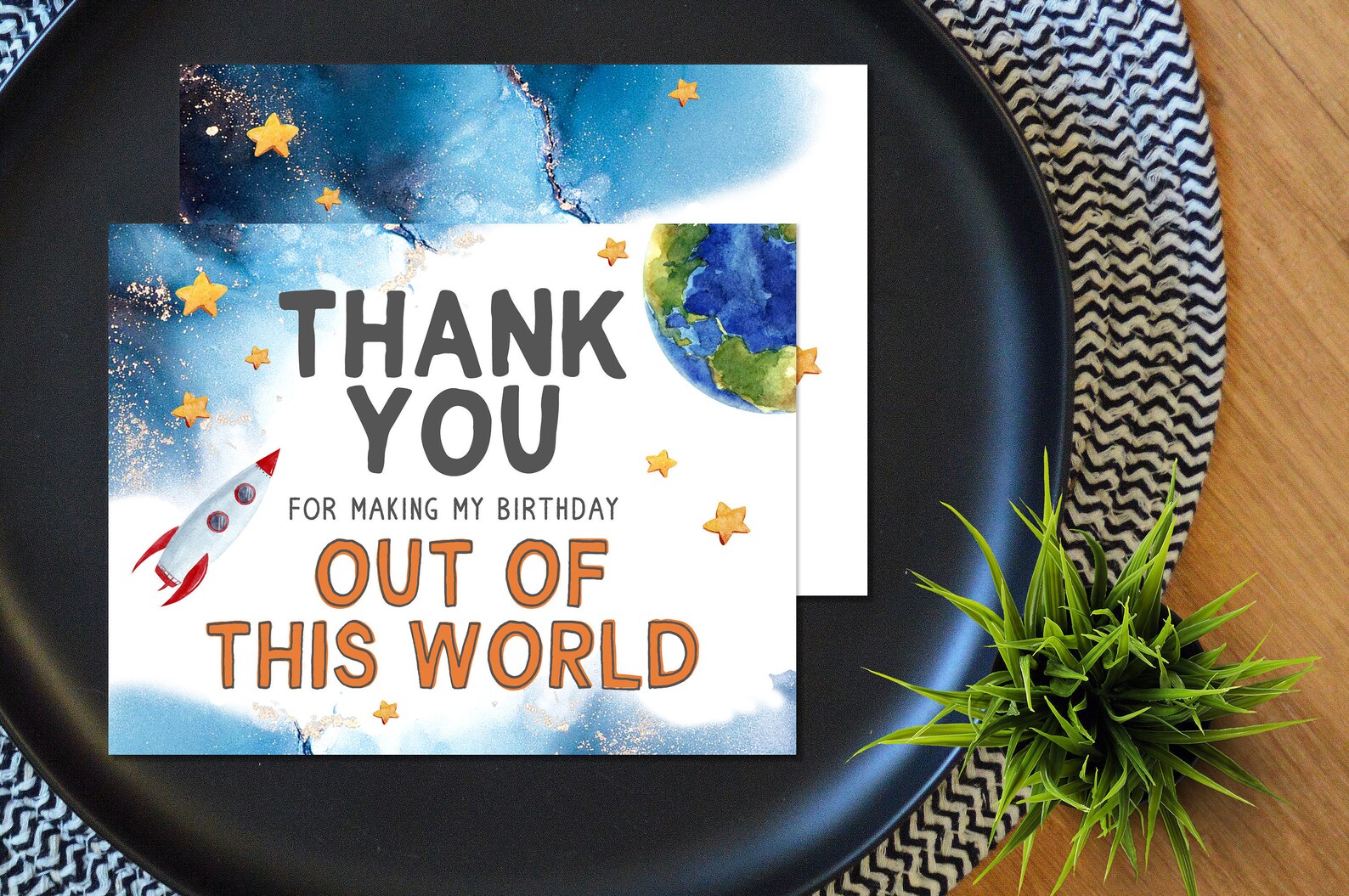 Space Birthday Thank You Note / Space Thank You Card / Out of This ...