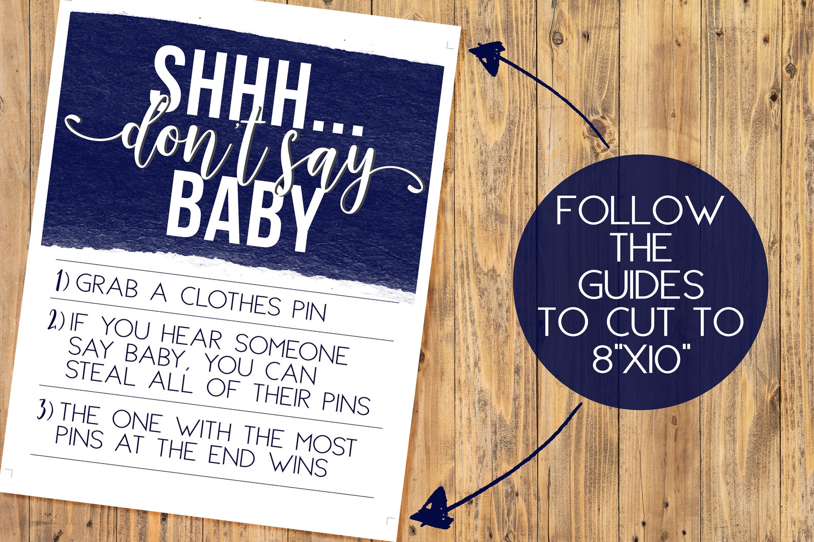 Blue Watercolor Don't Say Baby Sign / Shhh Don't Say Baby Game ...