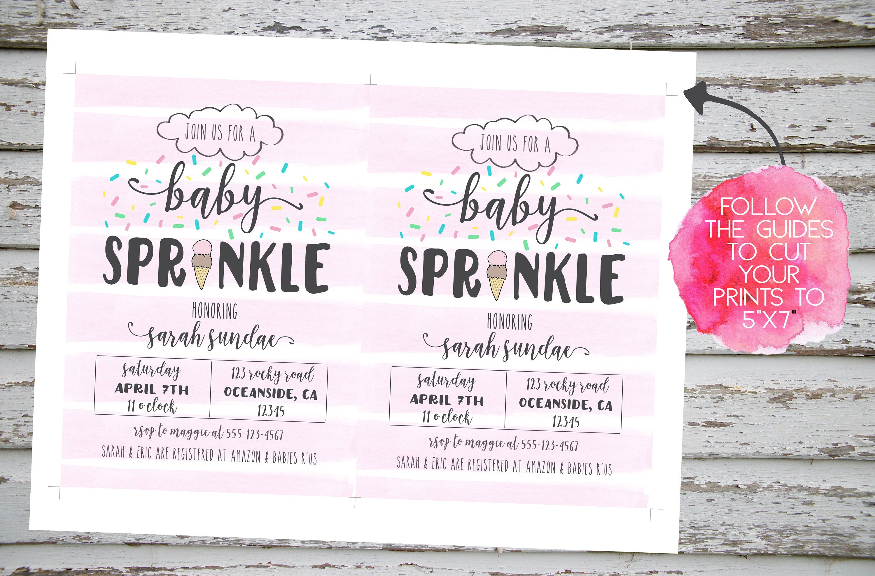 Sprinkle Baby Shower Invitation / Printable Ice Cream Baby Shower ...