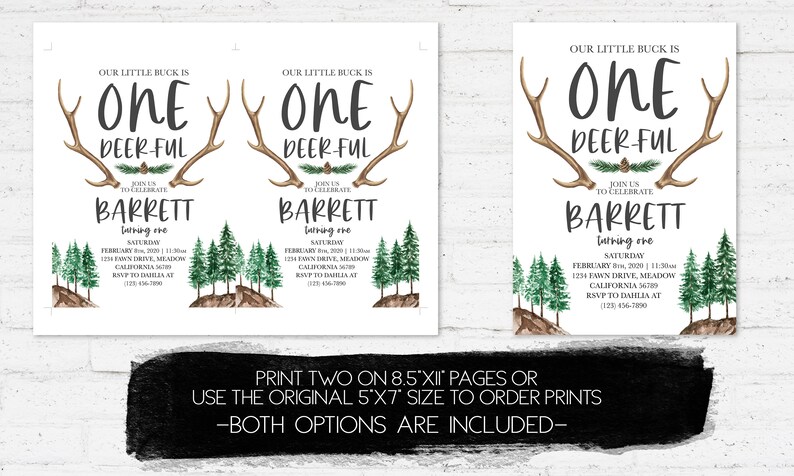 One-deer-ful First Birthday Invitation / Deer Boy Birthday | Etsy