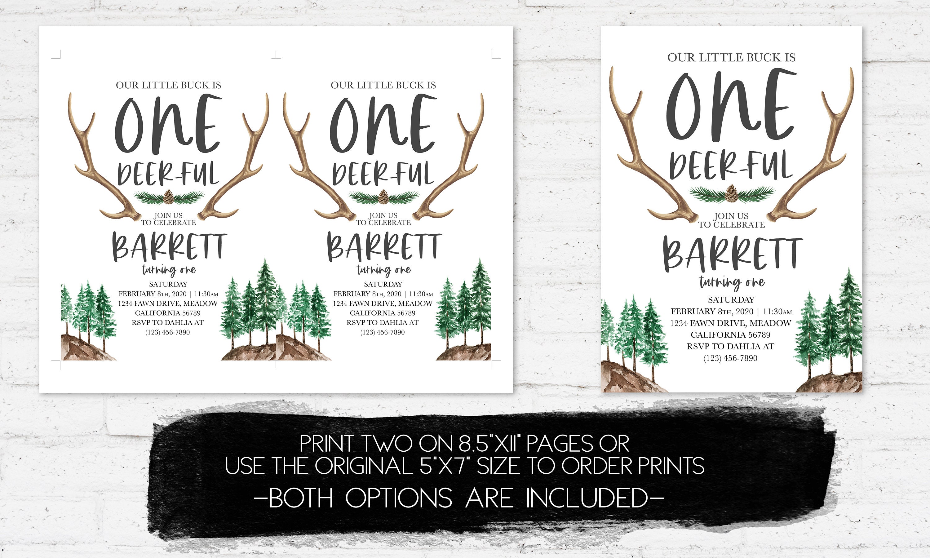 One-deer-ful First Birthday Invitation / Deer Boy Birthday | Etsy