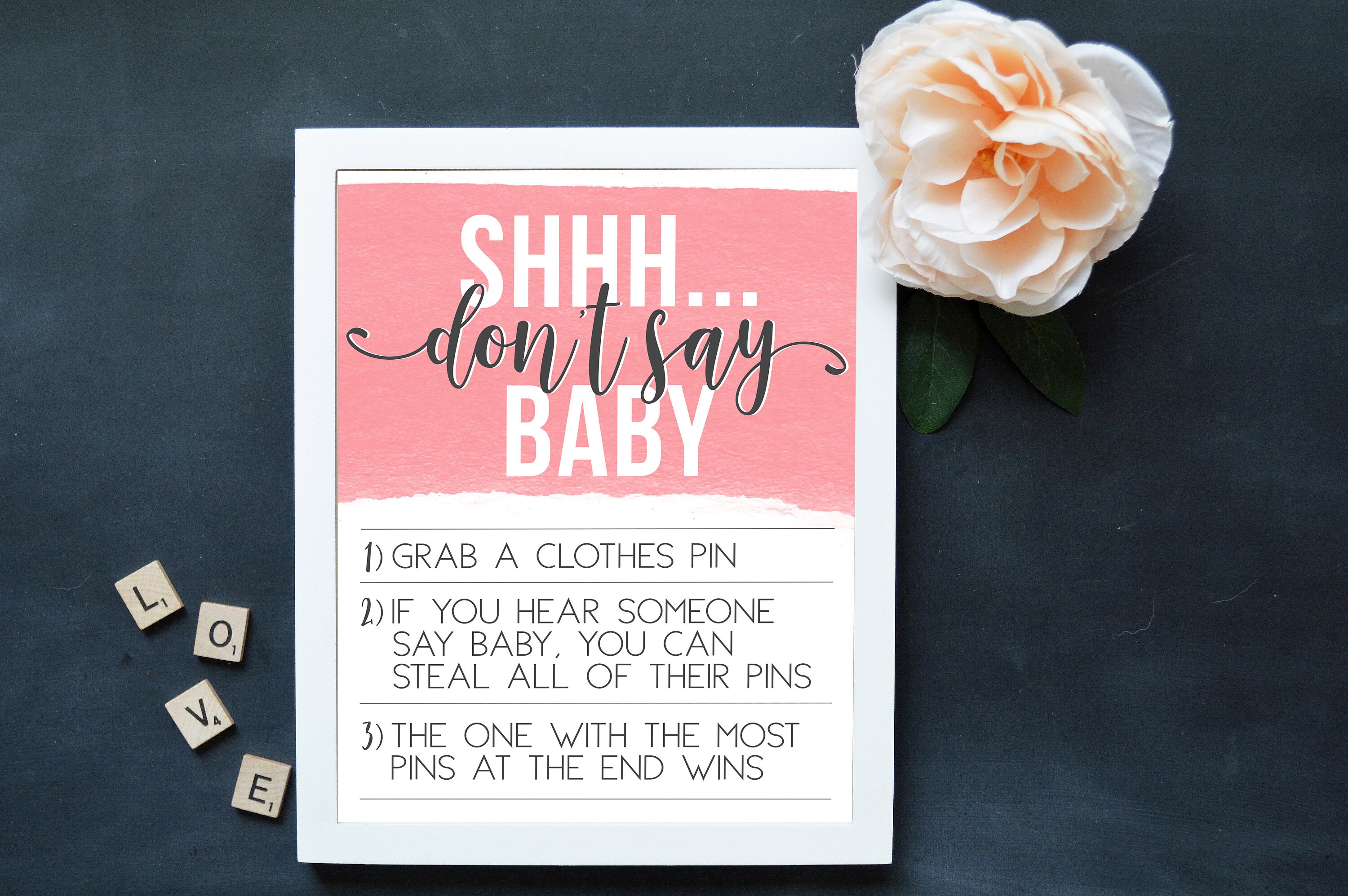 Blush Watercolor Don't Say Baby Sign / Shhh Don't Say - Etsy