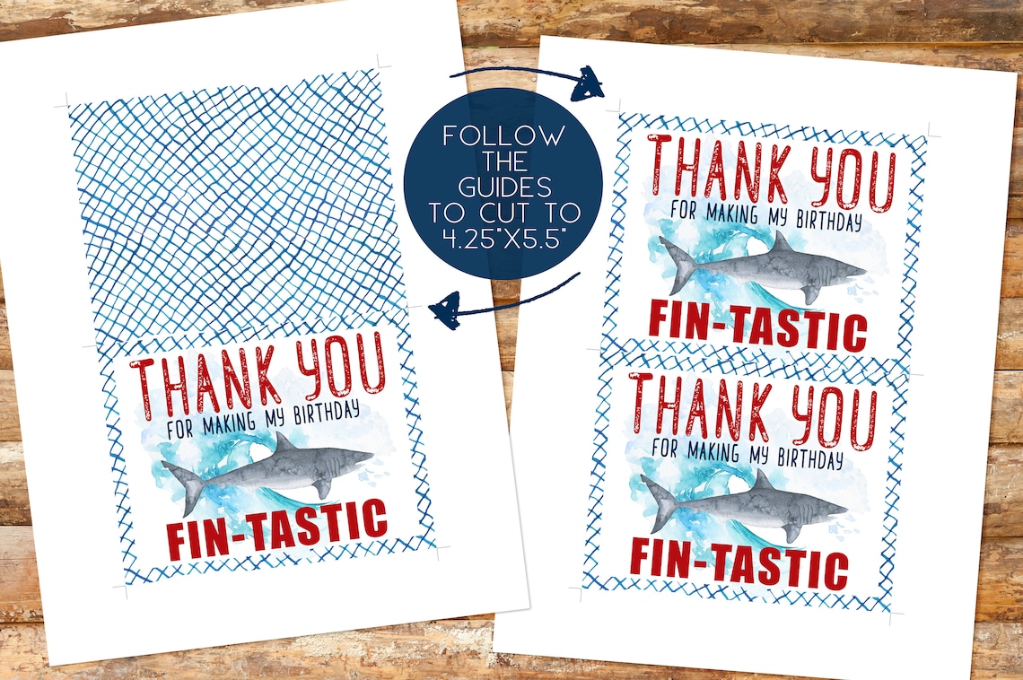 Shark Thank You Card / Fin-tastic Thank You Card / Shark - Etsy Singapore