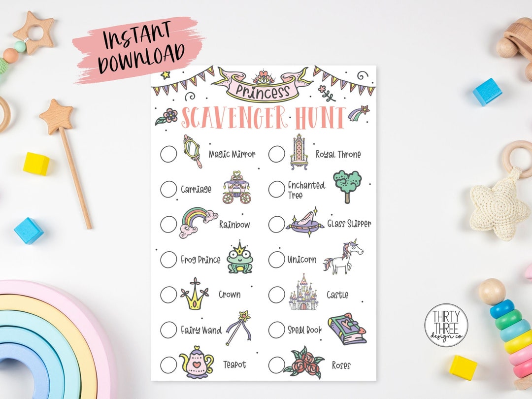 Princess Scavenger Hunt: Fairytale Birthday Party Game (digital ...