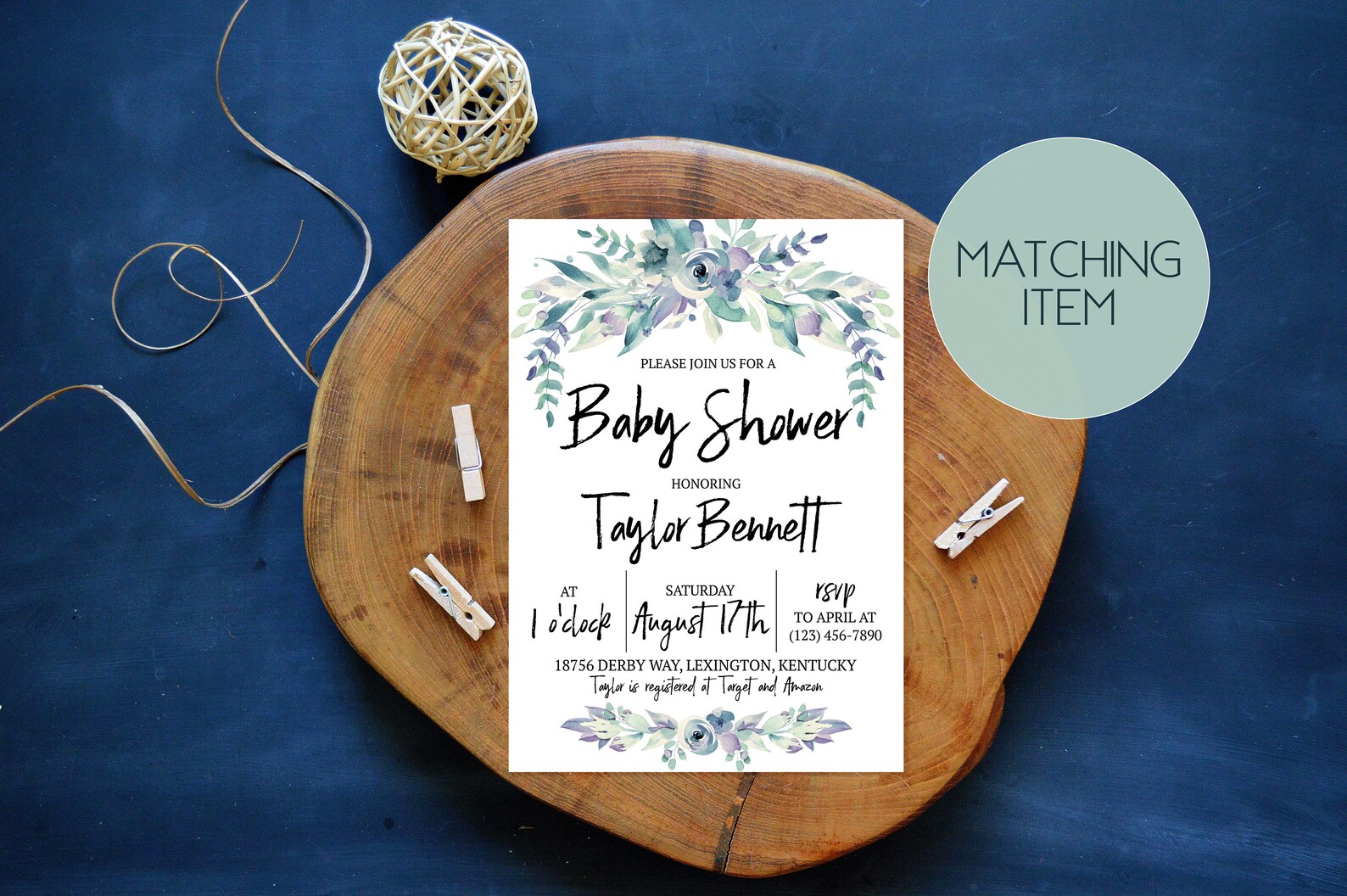 Blue Floral Baby Shower Bingo Cards / Watercolor Blue Floral - Etsy
