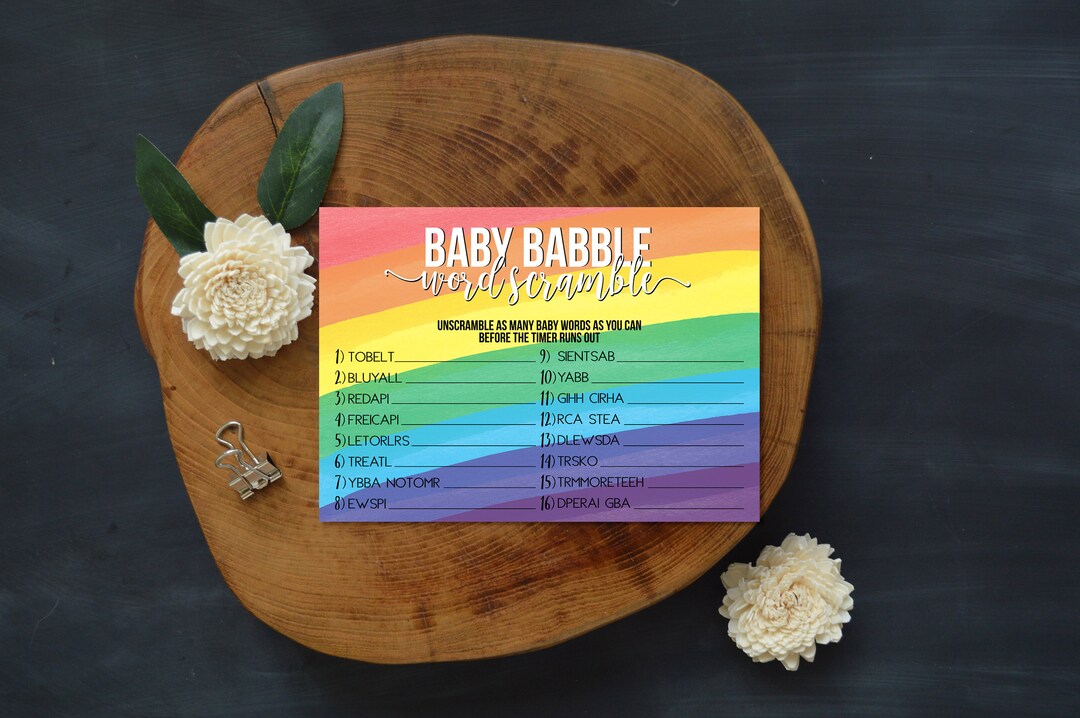 Rainbow Baby Word Scramble / Printable Baby Shower Word Scramble / Baby ...