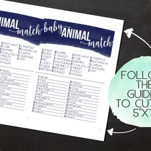 Blue Watercolor Baby Animal Match Game / Printable Baby Shower Game ...