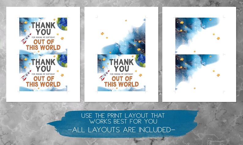 Space Birthday Thank You Note / Space Thank You Card / Out of This ...
