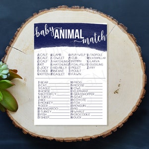 Blue Watercolor Baby Animal Match Game / Printable Baby Shower Game ...