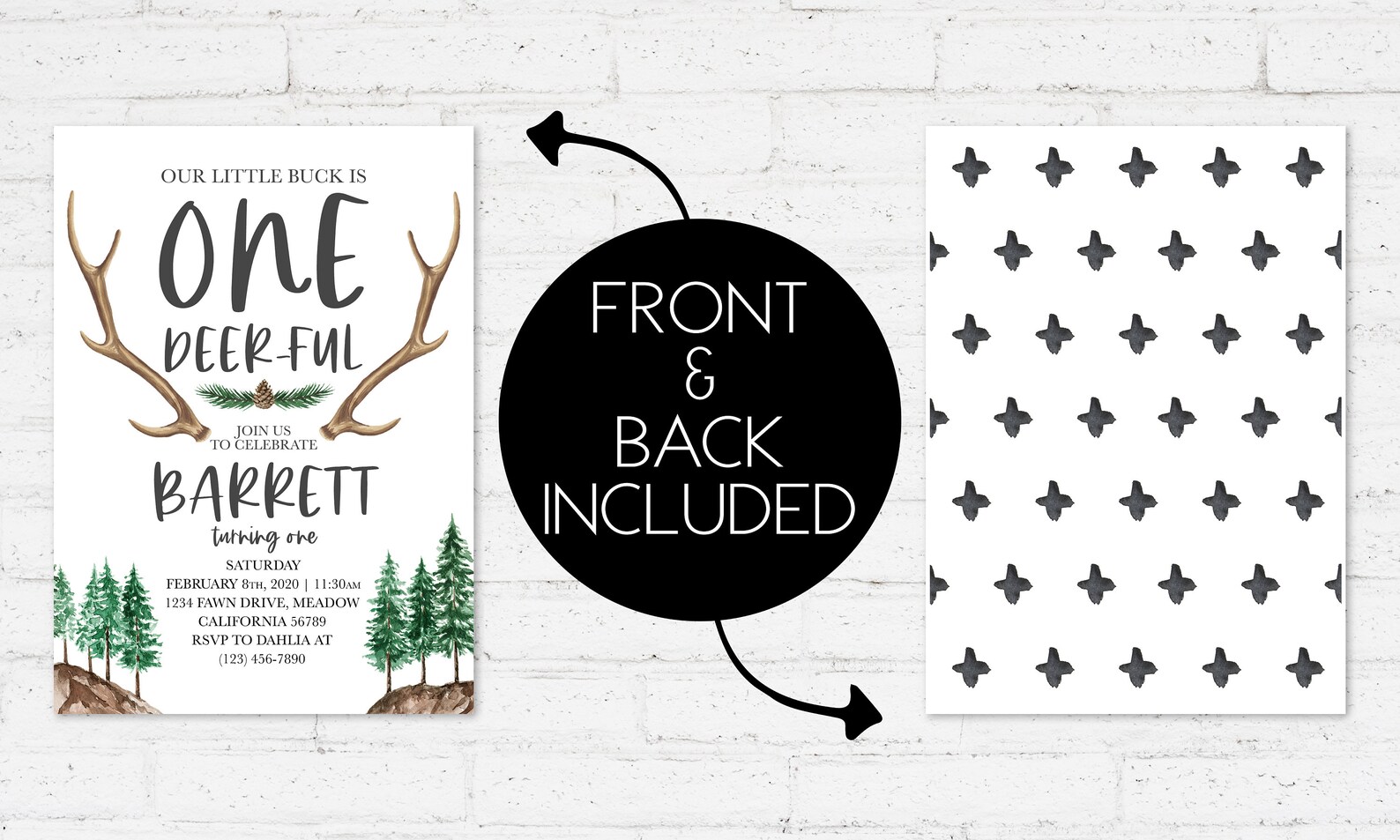 One-deer-ful First Birthday Invitation / Woodland First Birthday Invite ...