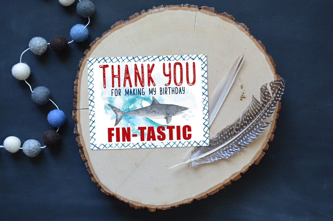 Shark Thank You Card: Fin-tastic Birthday Note (digital Download) - Etsy