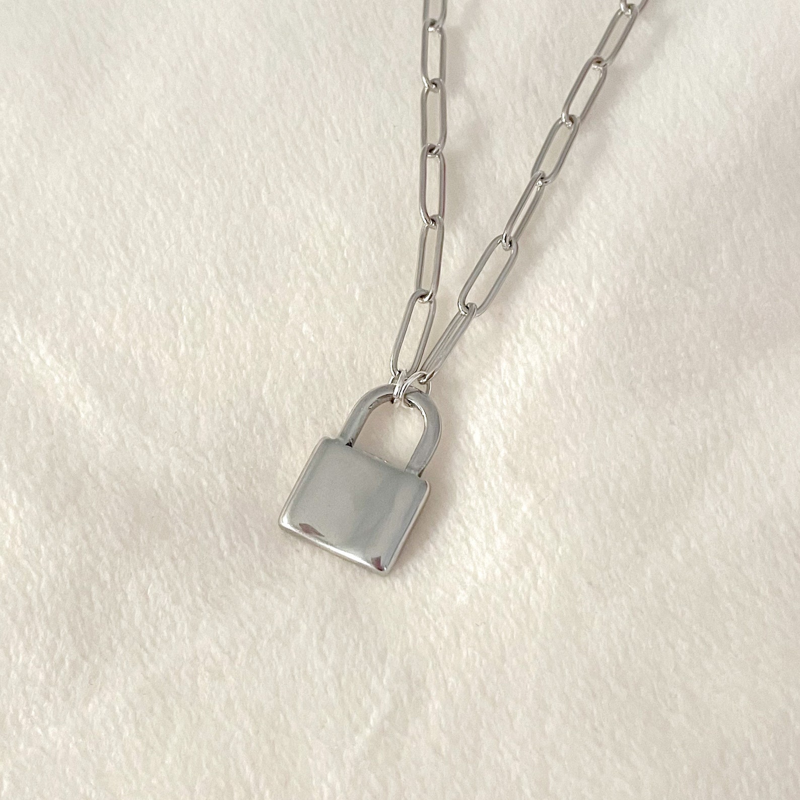 Gold or Silver Paperclip Lock Necklace/lock Necklace/paperclip Necklace ...