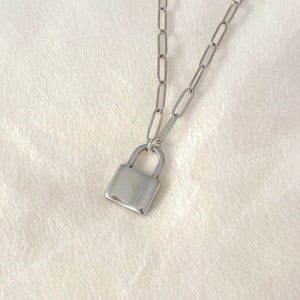 Gold or Silver Paperclip Lock Necklace/lock Necklace/paperclip Necklace ...