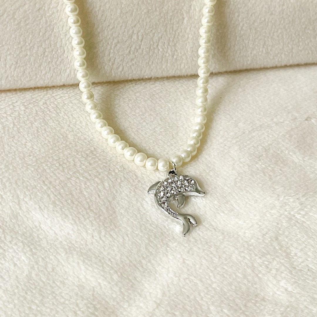 Dolphin Pearl Necklace/pearl Necklace/dolphin Necklace/trendy Jewelry ...