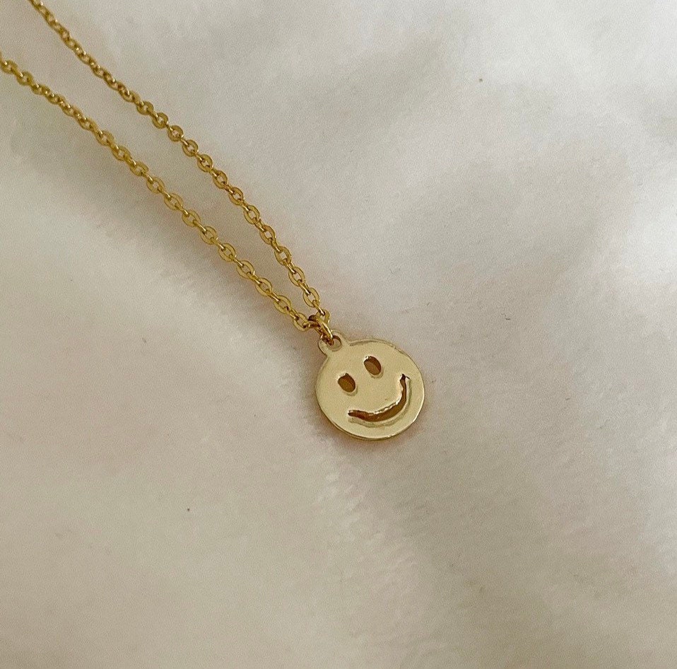 Gold Smile/smiley Face Gold Dainty Necklace/smile - Etsy UK