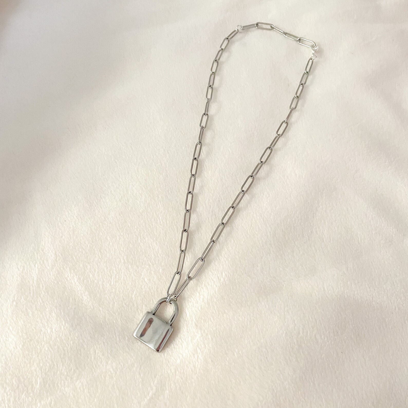 Gold or Silver Paperclip Lock Necklace/lock Necklace/paperclip Necklace ...