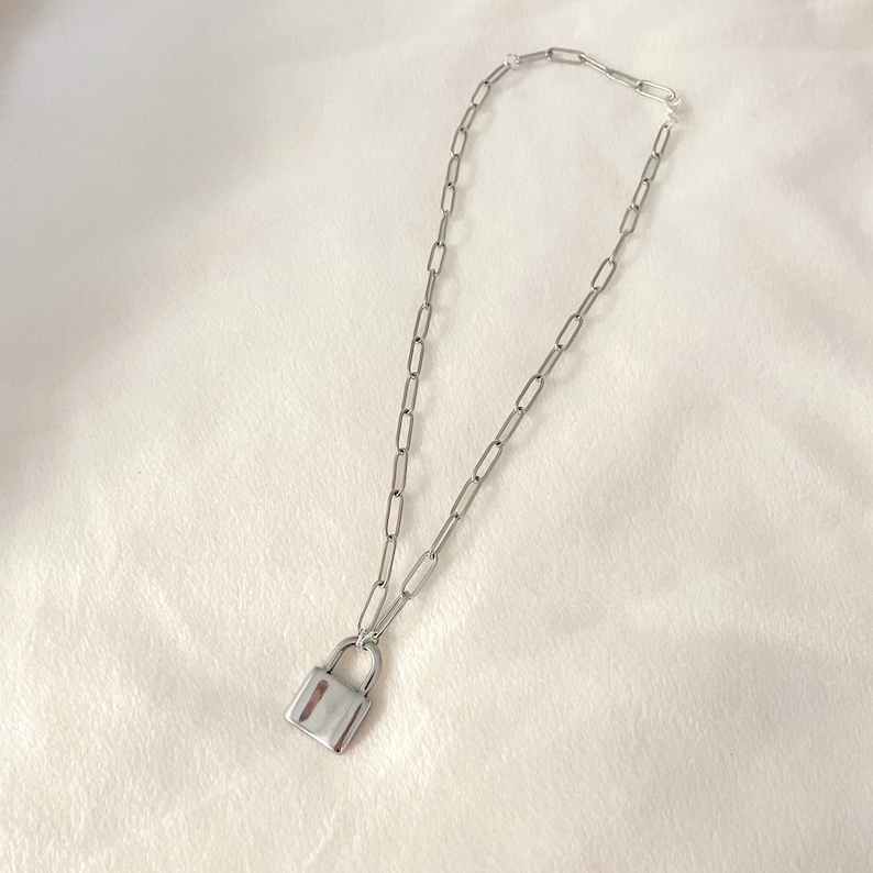 Gold or Silver Paperclip Lock Necklace/lock Necklace/paperclip Necklace ...