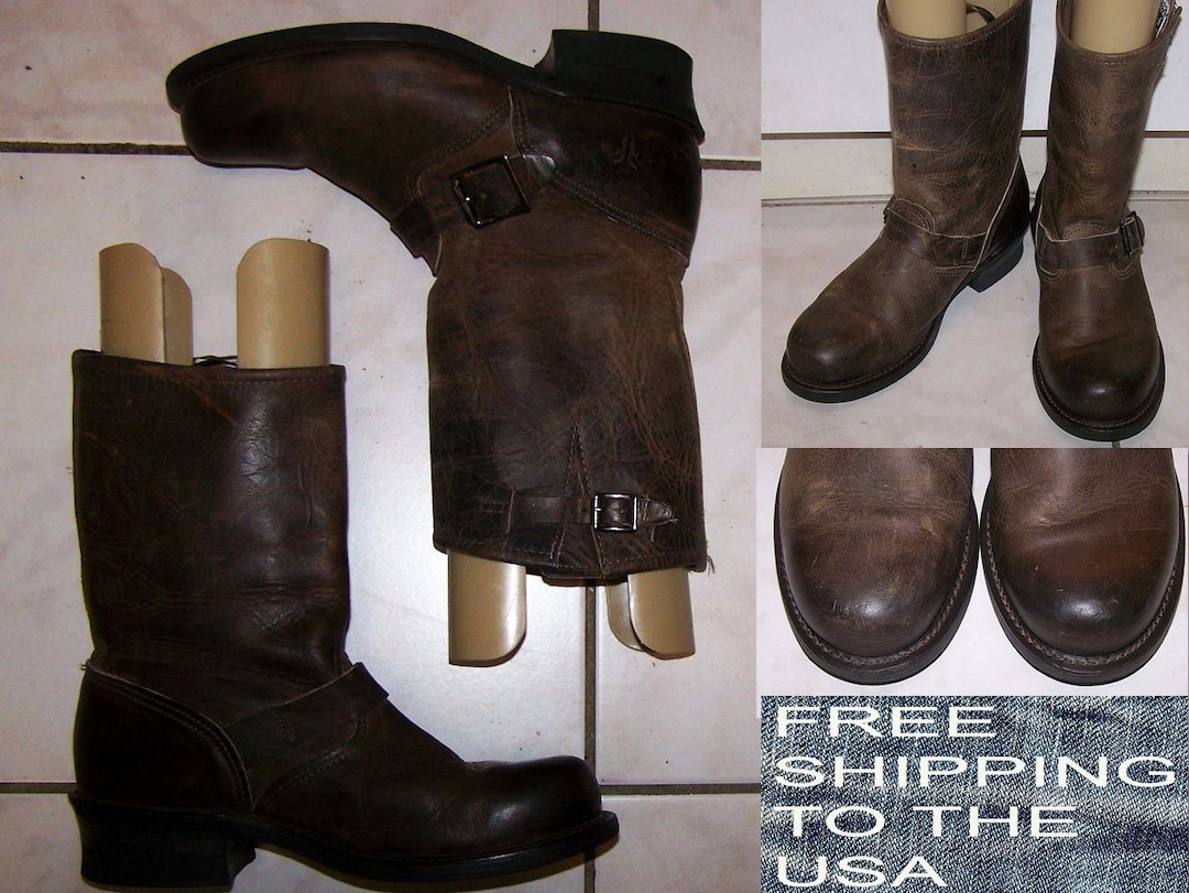 Frye Engineer Boots Gaucho Biker Work With Harness Oiled Leather Choco ...