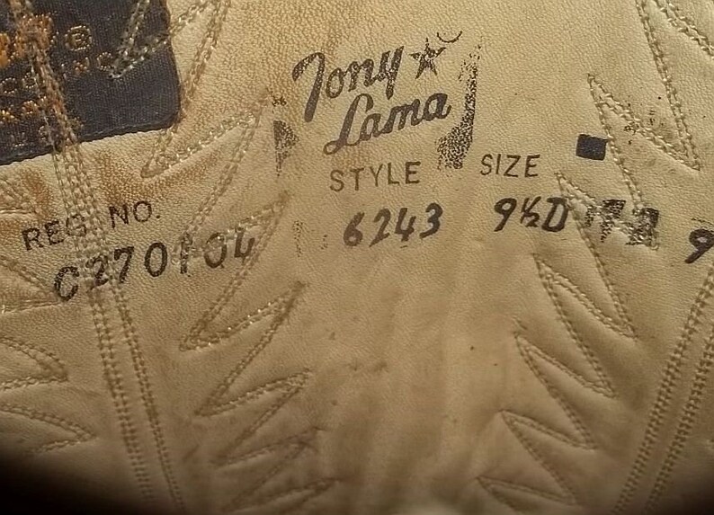 Tony Lama Cowboy Boots Gold Label Lizard Wingtip 6243 Mens 9.5 D ...