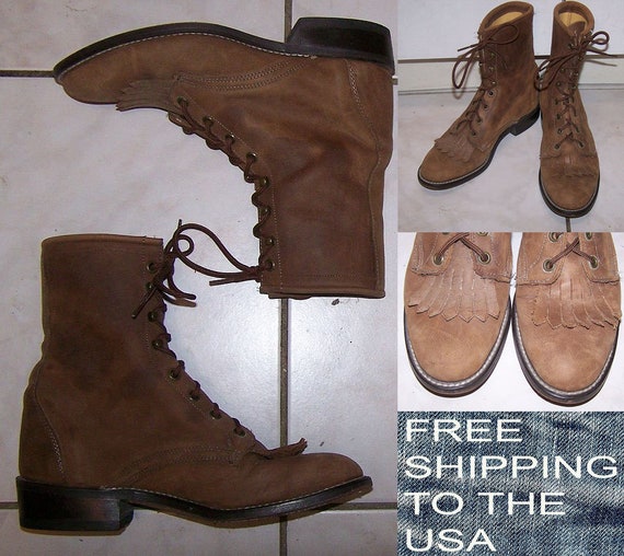 Laredo roper boots cowgirl kiltie granny leather west… - Gem