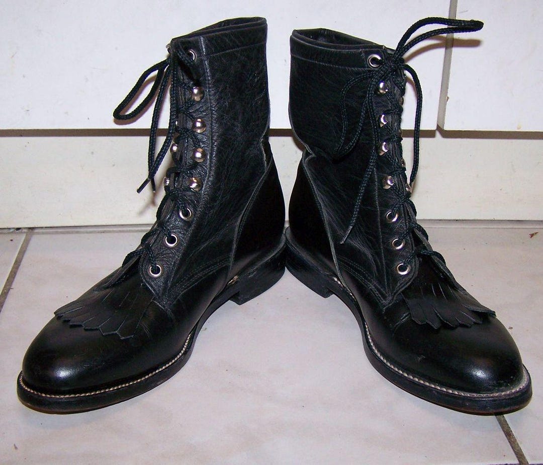 Granny Boots Lace up Kiltie Cowgirl Made in Mexico Buttersoft Sheepskin ...
