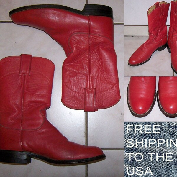 Red Roper Boots - Etsy