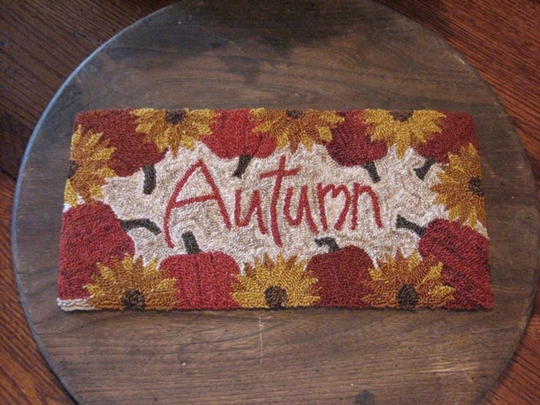 The Old Tattered Flag "autumn" ULTRA PUNCH NEEDLE Primitive Pattern Preprinted Halloween Autumn ...