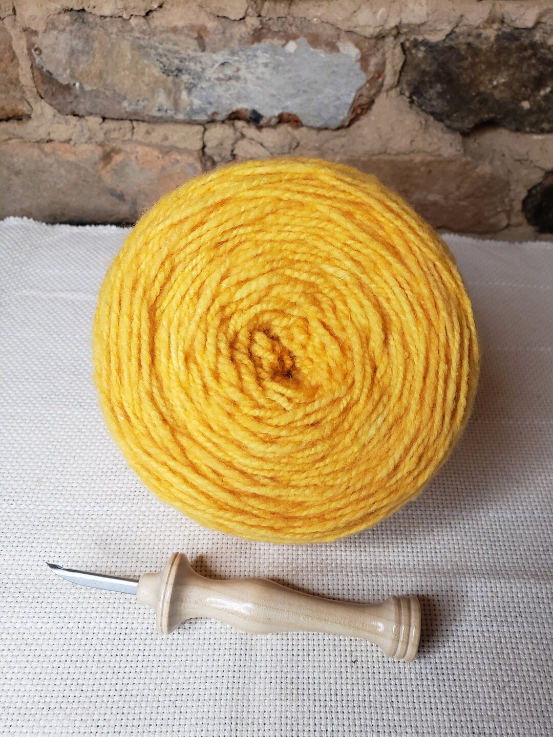 Hand Dyed Golden Yellow Wool Yarn for Punch Needle, Rug Hooking ...