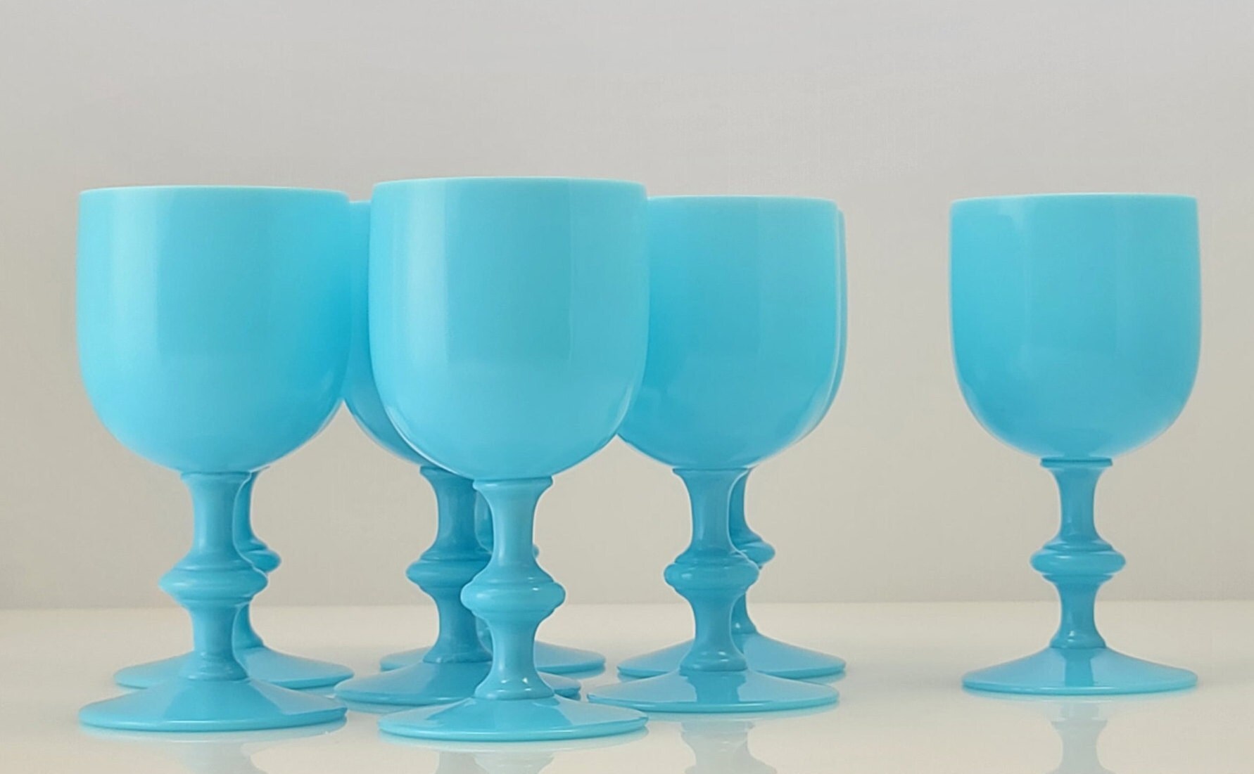 Portieux Vallerysthal Blue Opaline Water or Wine Goblets - Etsy