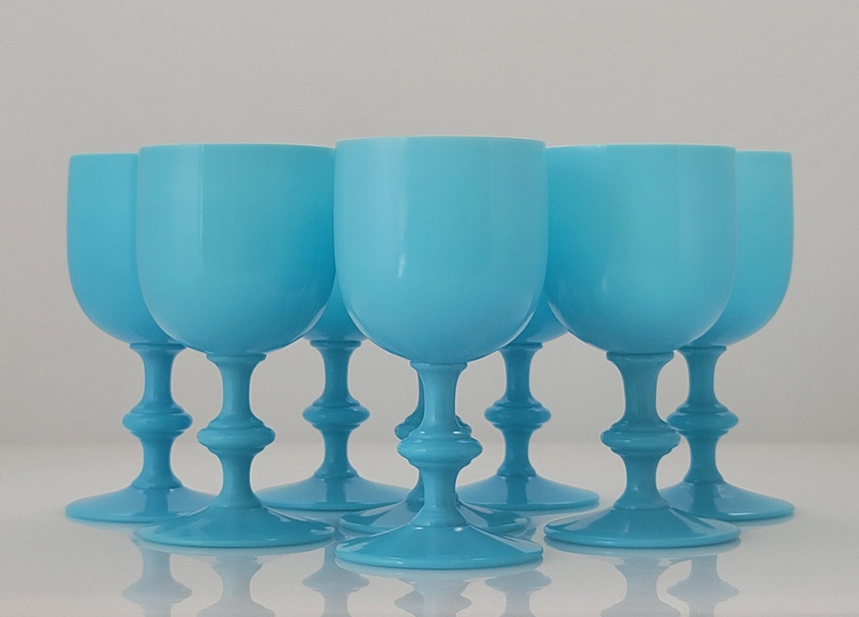 Portieux Vallerysthal Blue Opaline Water or Wine Goblets - Etsy