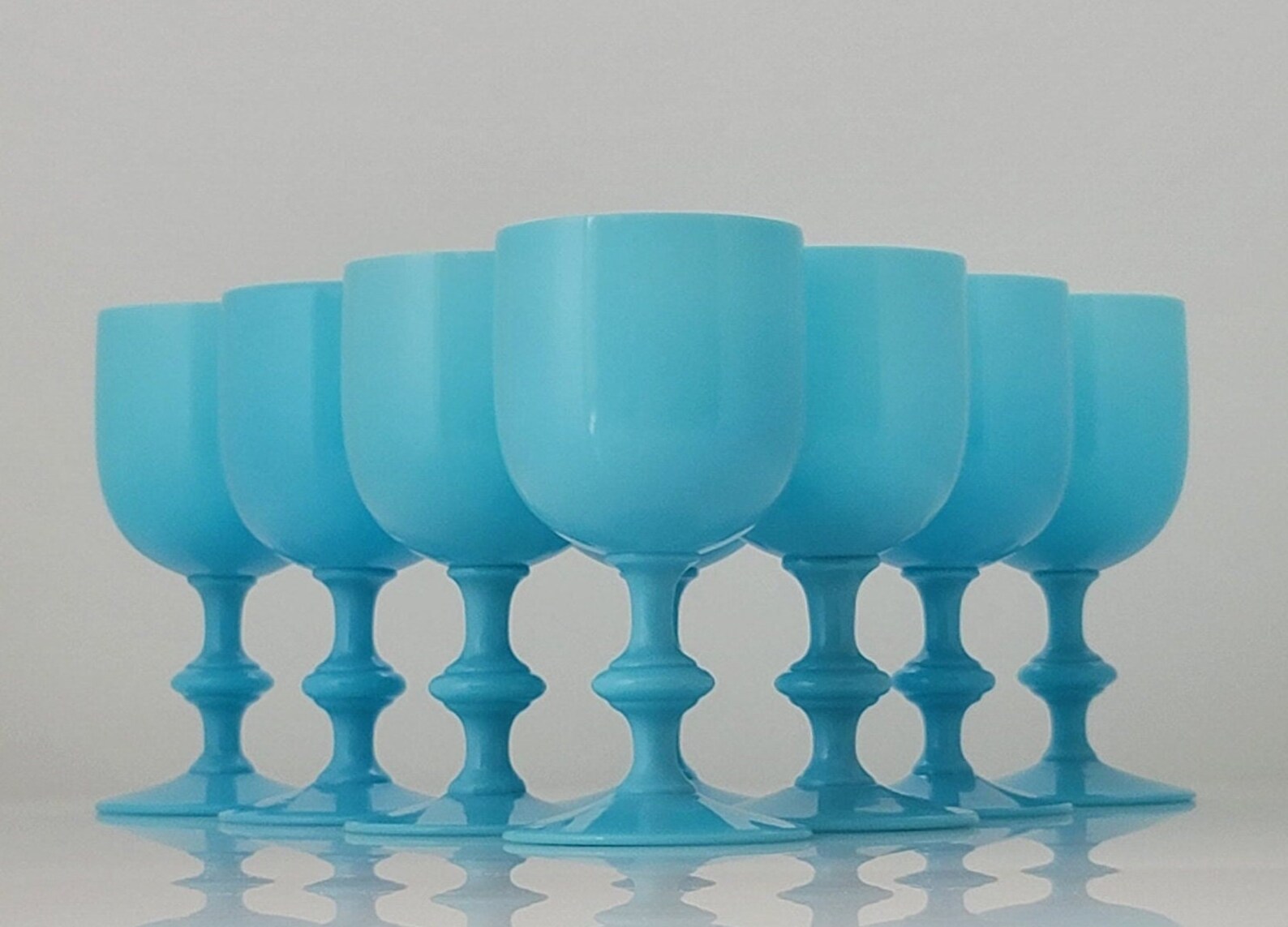 Portieux Vallerysthal Blue Opaline Water or Wine Goblets - Etsy