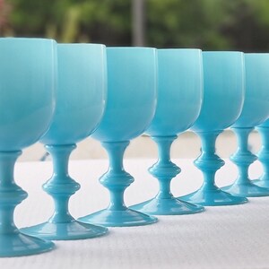 Portieux Vallerysthal Blue Opaline Water or Wine Goblets Set of 8 2 Sets Available - Etsy
