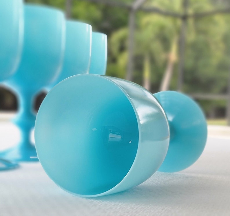 Portieux Vallerysthal Blue Opaline Water or Wine Goblets - Etsy