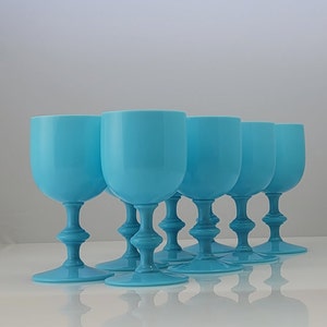 Portieux Vallerysthal Blue Opaline Water or Wine Goblets | Etsy