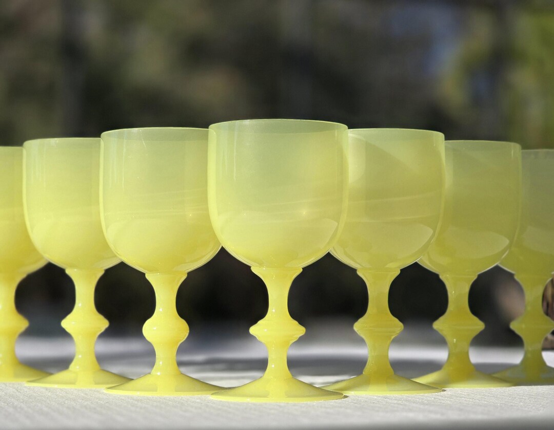 Portieux Vallerysthal Yellow Opaline Goblets: Set of 8 French Wine ...