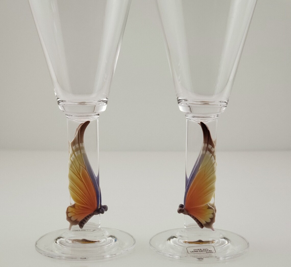 Franz Collection Papillon Butterfly Red Wine Glasses | Set of 2 - Etsy