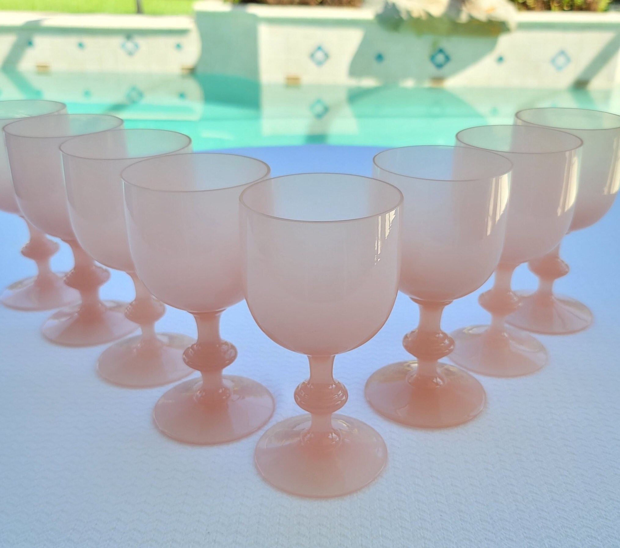 Portieux Vallerysthal Soft Pink Opaline Water or Wine Goblets - Etsy