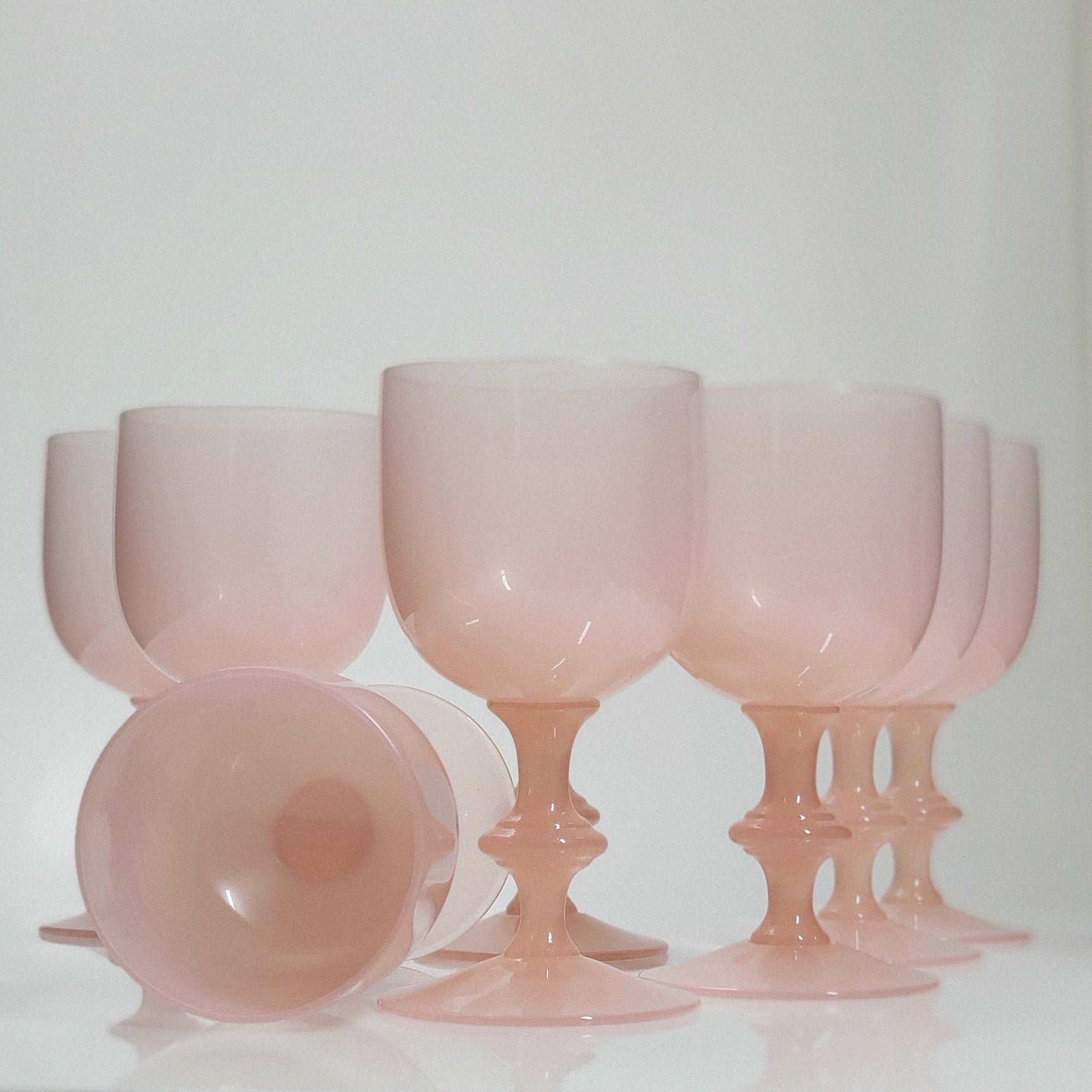 Portieux Vallerysthal Soft Pink Opaline Water or Wine Goblets - Etsy