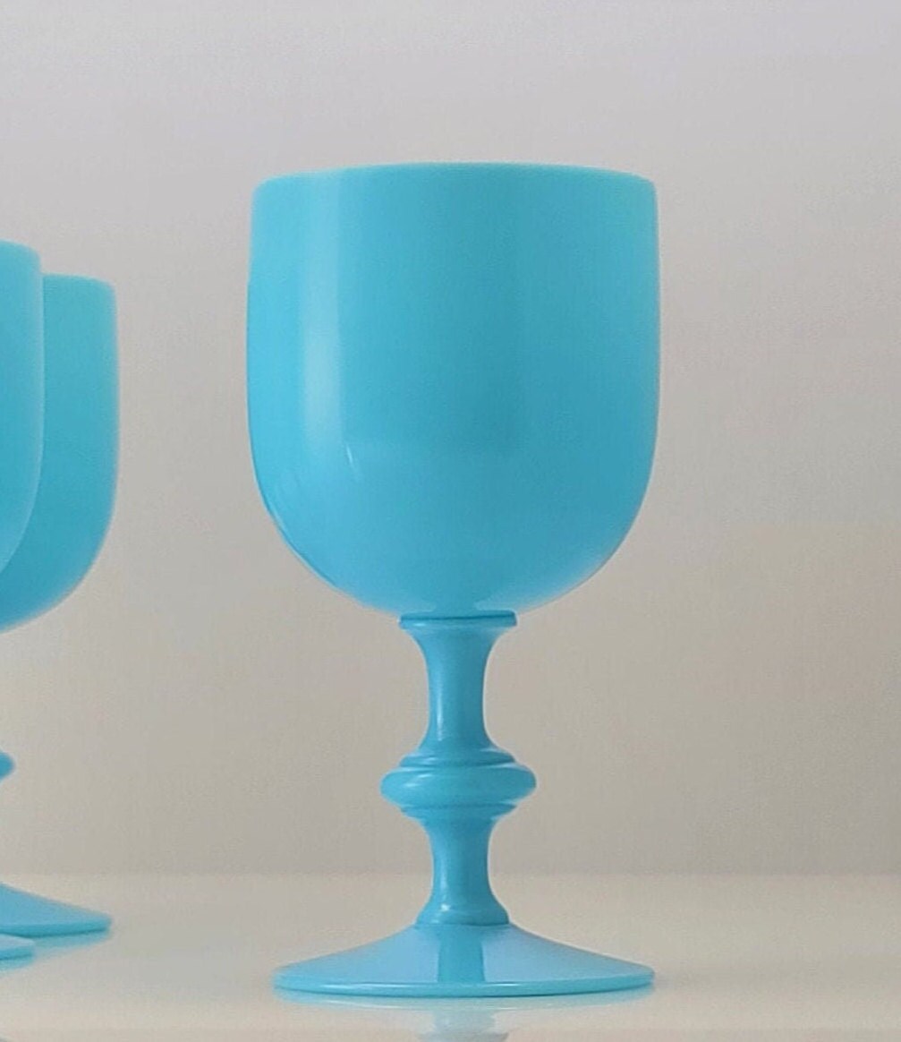 Portieux Vallerysthal Blue Opaline Water or Wine Goblets - Etsy