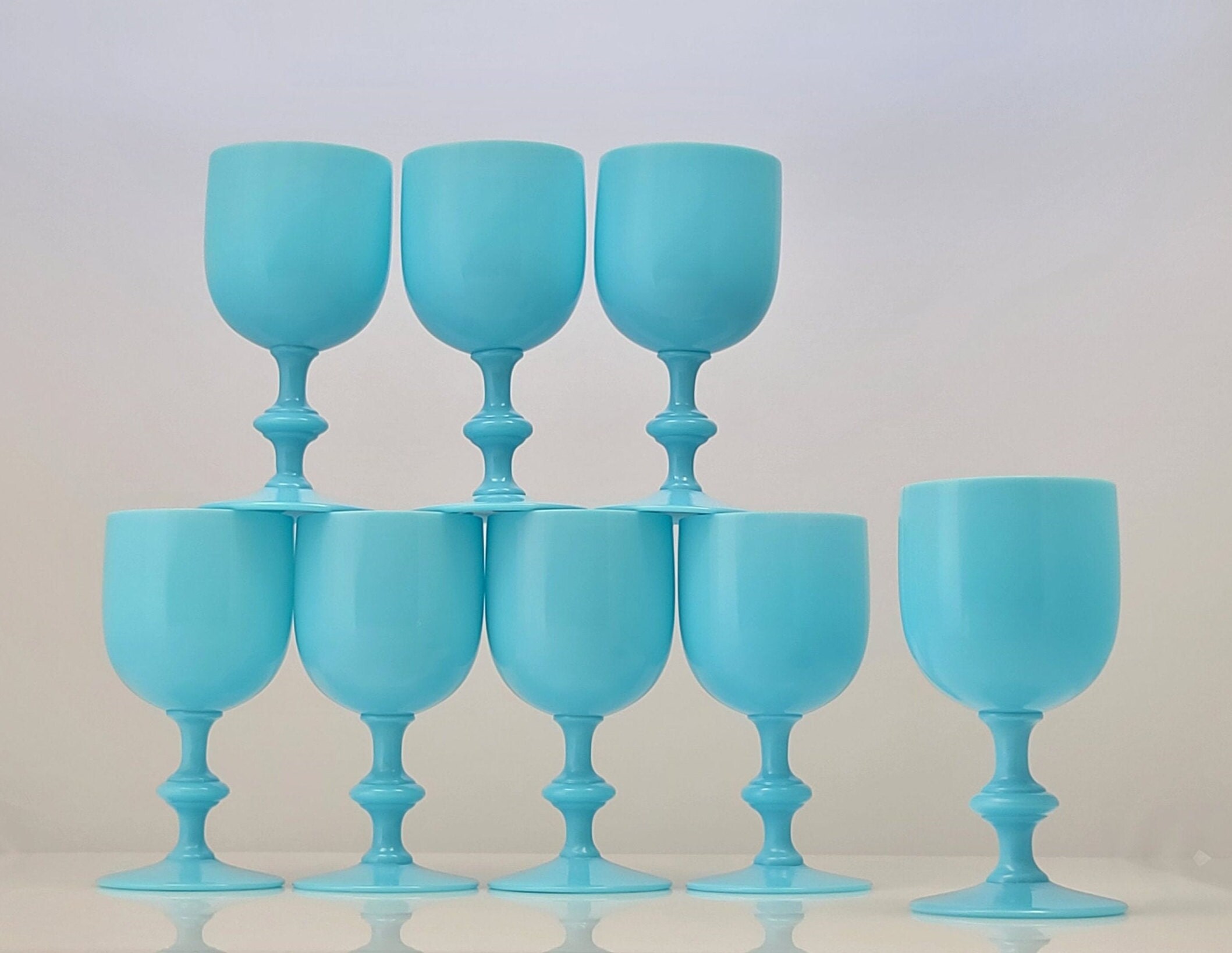 Portieux Vallerysthal Blue Opaline Water or Wine Goblets - Etsy