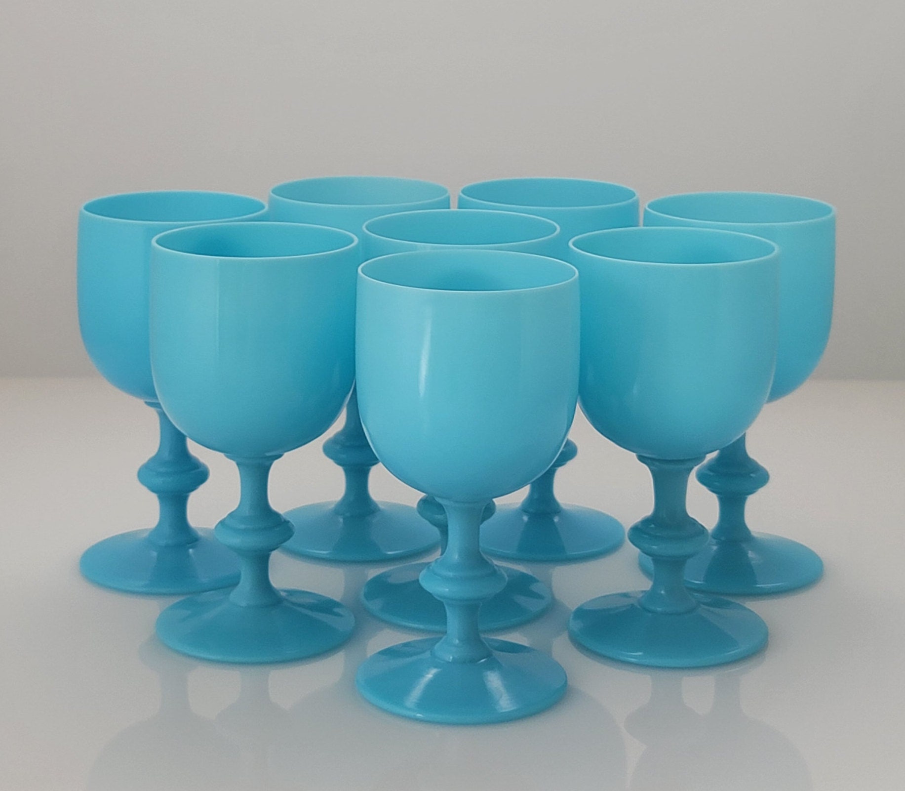 Portieux Vallerysthal Blue Opaline Water or Wine Goblets - Etsy
